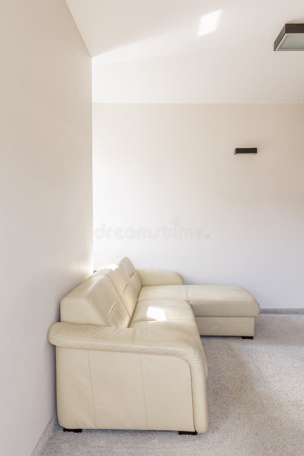 Large Leather Sofa Inviting To Relax a Little Bit Stock Photo - Image ...