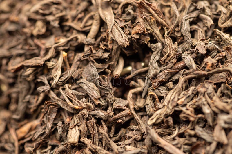 Large-leaved Black Tea in Bulk on the Table. Close-up of the Surface ...