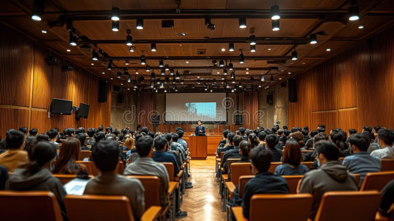 Large Lecture Hall Filled with Students Listening To a Speaker Stock ...