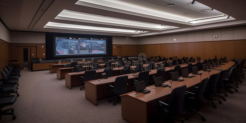 A Large Lecture Hall with a Screen Displaying a Presentat Created with ...