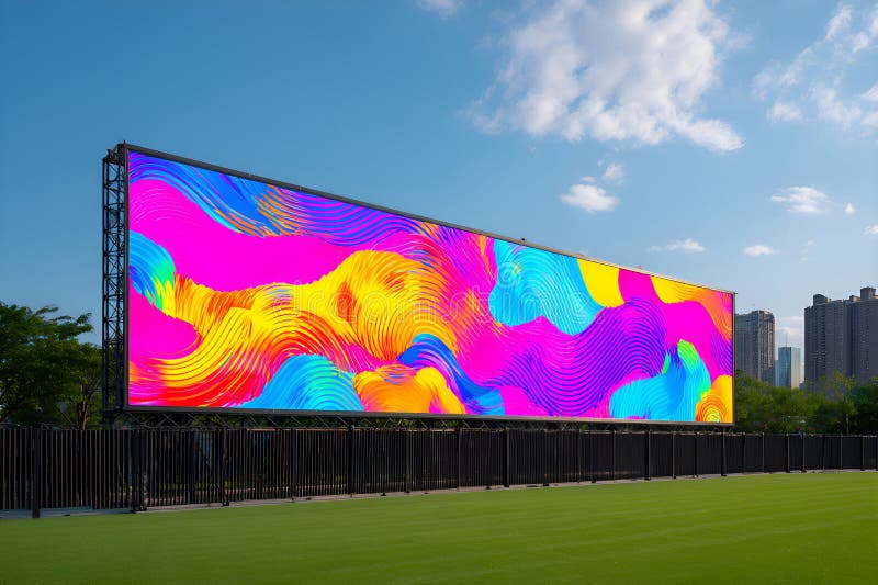 Large Led Billboard Displaying Vibrant Abstract Art in Urban Setting ...