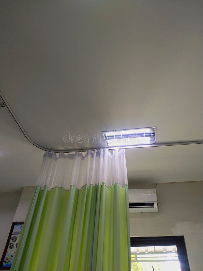 Large LED Light Panel on the Ceiling in a Room. Power Saving Stock ...