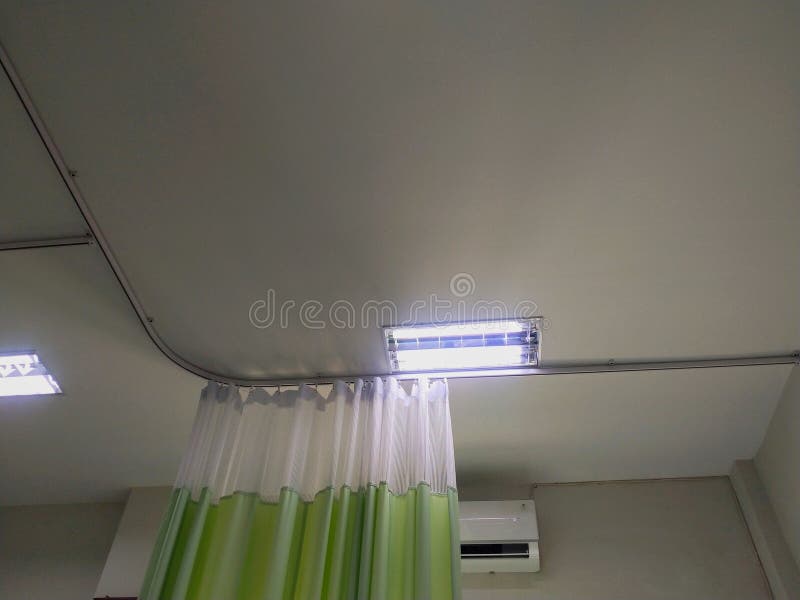 Large LED Light Panel on the Ceiling in a Room. Power Saving Stock ...