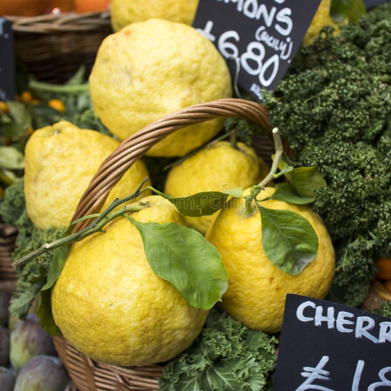 Large Lemons with Thick Peels at Farmers Market Stock Photo - Image of ...