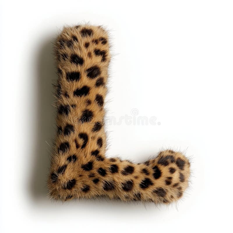 Letter L Crafted from Soft Leopard Fur, Showcasing Unique Patterns ...