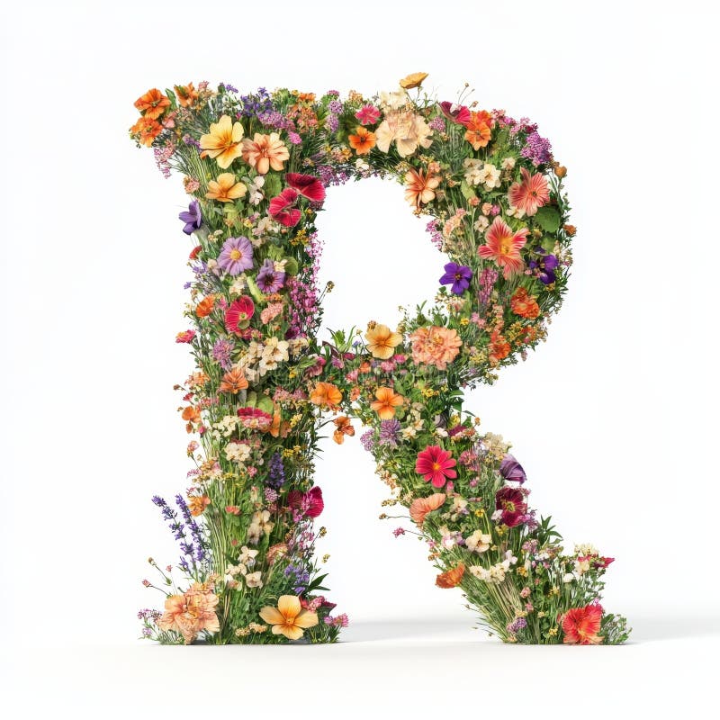 A Large Letter "R" Composed of Colorful Flowers, Symbolizing Nature and ...