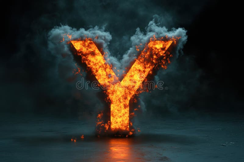 A Large Letter Y Made Out of Fire Stock Illustration - Illustration of ...