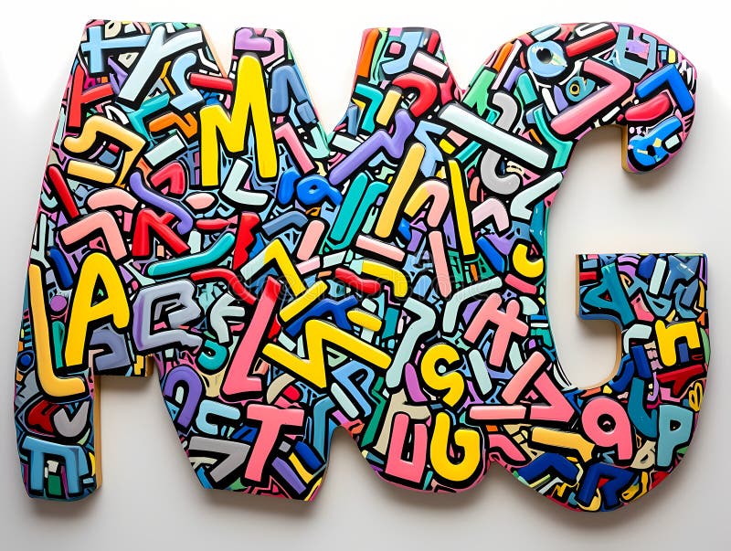 Large Letters a M G, a Colorful Letters with Different Colored Letters ...