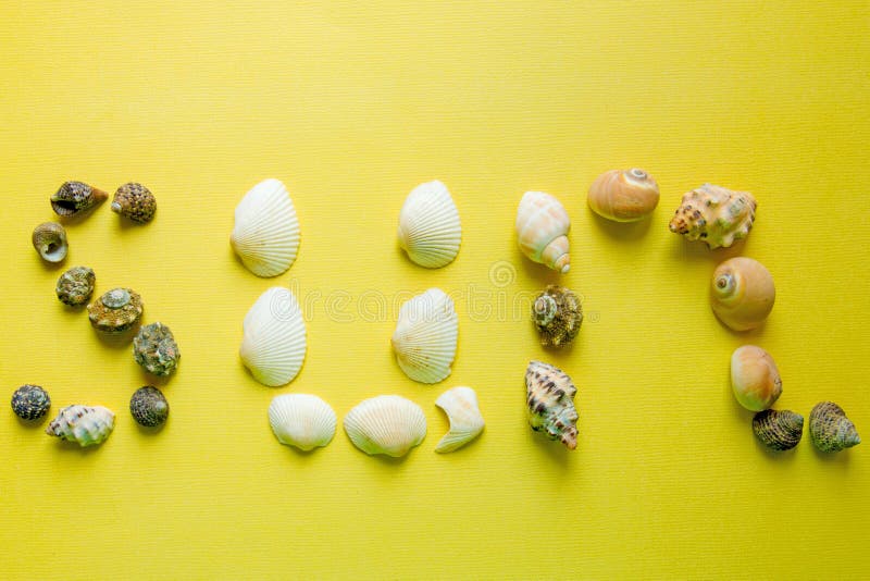 Large Letters with Shells Words Sun Top View Stock Photo - Image of ...