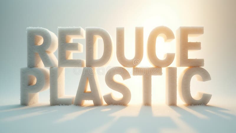 Large Letters Spell Out a Message Encouraging People To Reduce Plastic ...