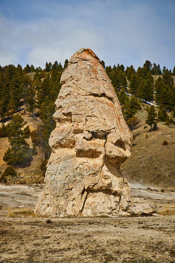 Large Liberty Cap Pillar of Rock in Middle of Desert at Yellowstone ...