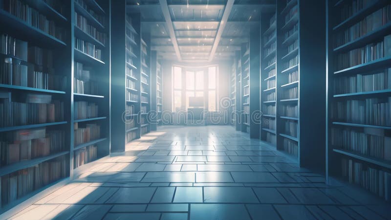 Large Library with Many Books and Bookshelves for Learning Stock Video ...