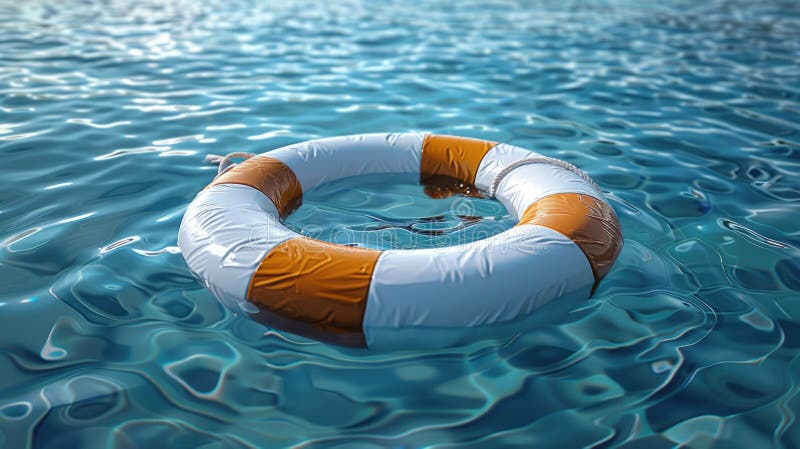 A Large Lifebuoy Floats on the Open Sea Stock Image - Image of maritime ...