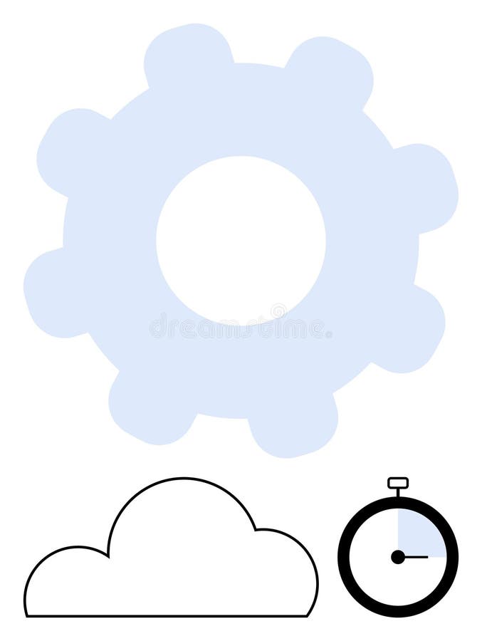 Gear, Cloud, and Stopwatch Representing Technology, Storage, and Time ...