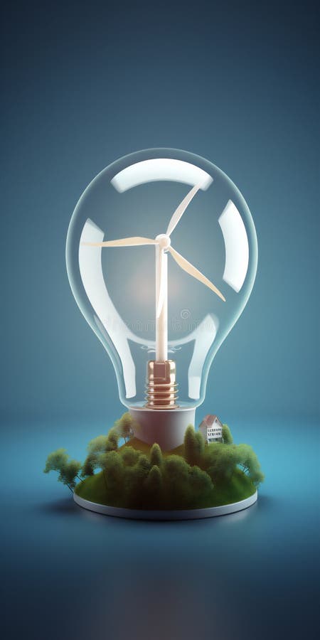 A Large Light Bulb, Inside There is a Windmill, Around the Forest on a ...