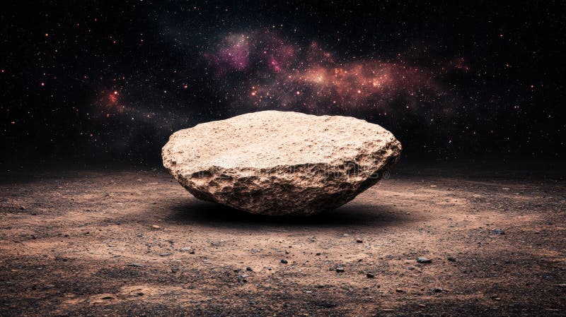 A Large, Light-colored Rock Sits on a Dark, Rocky Surface, with a ...