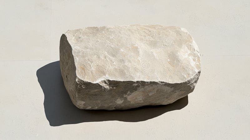 A Large, Light-colored Rock Sits on a Light-colored Surface. Stock ...
