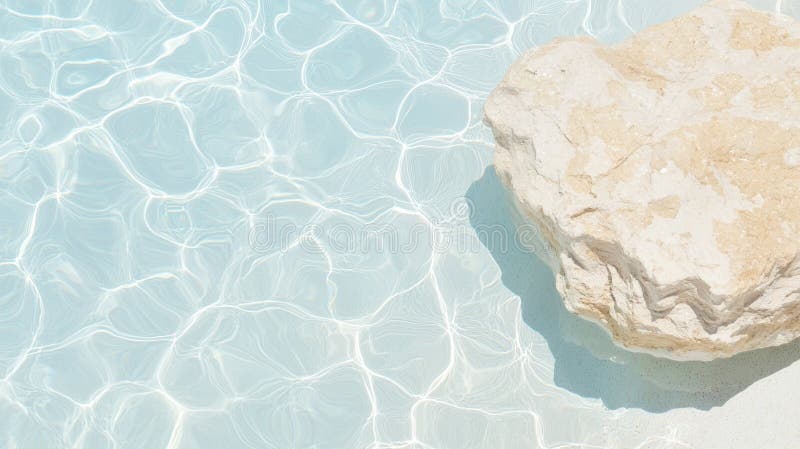 A Large, Light-colored Rock Sits in a Pool of Clear, Light Blue Water ...