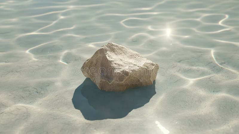 A Large, Light-colored Rock Sits in Shallow, Clear Water. Stock Image ...