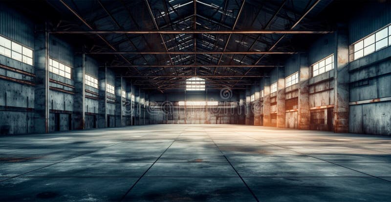 Large Light Concrete Modern Empty Warehouse - AI Generated Image Stock ...