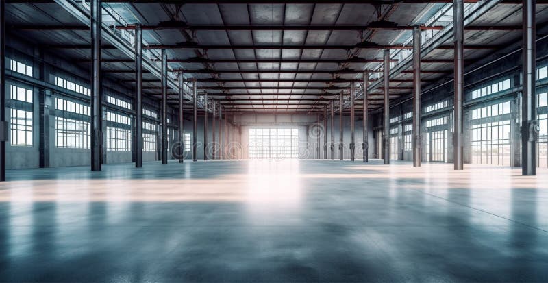 Large Light Concrete Modern Empty Warehouse - AI Generated Image Stock ...