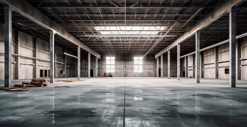 Large Light Concrete Modern Empty Warehouse - AI Generated Image Stock ...