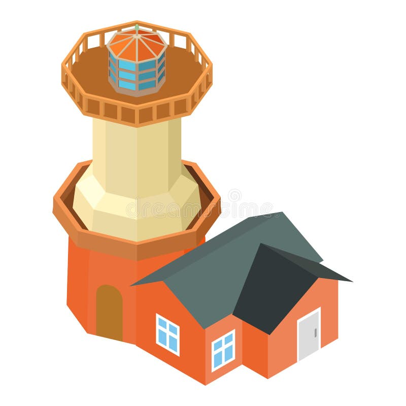 Large Lighthouse Icon, Isometric Style Stock Vector - Illustration of ...