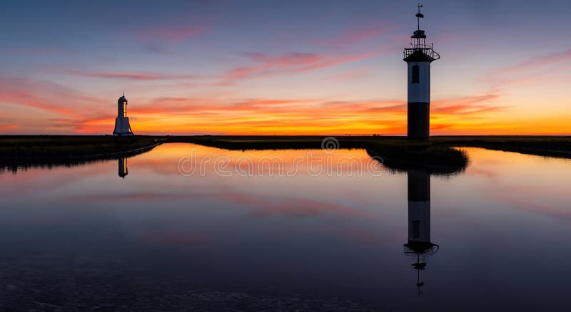 Big Lighthouse Reflected in a Big Lake Stock Illustration ...