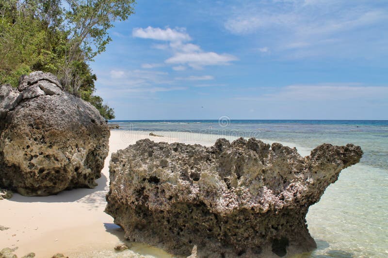 Large Limestone Rocks on Beautiful Tropical Beach Stock Photo - Image ...