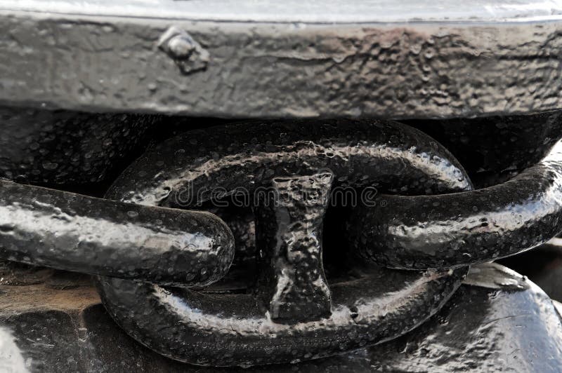 Large Link of a Steel Gray Industrial Chain Stock Photo - Image of ...