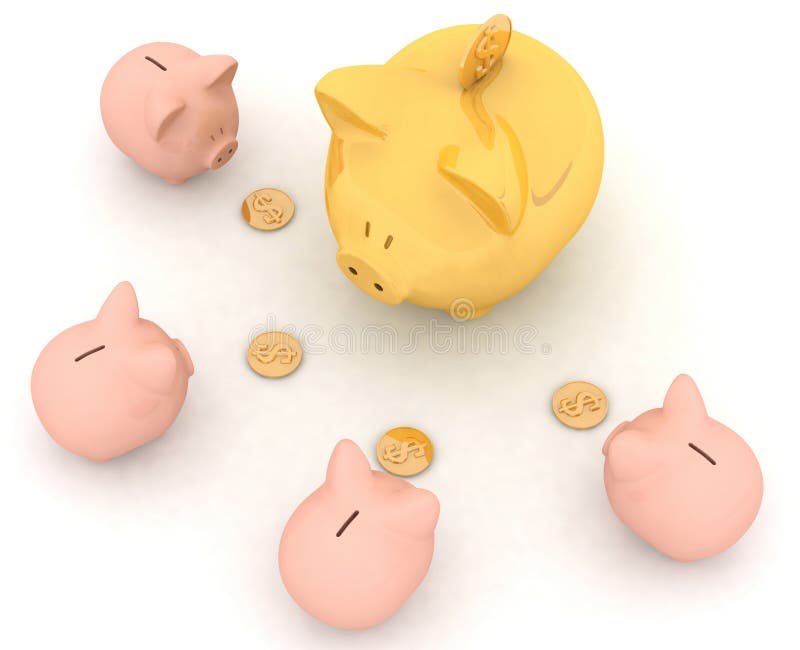 Large and Little Piggy Banks Stock Illustration - Illustration of pink ...