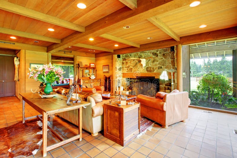 Large Living Room on the Horse Ranch Stock Photo - Image of ranch, idea ...