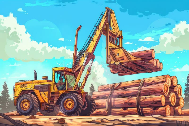 A Large Loader Lifting a Load of Logs. Suitable for Construction or ...