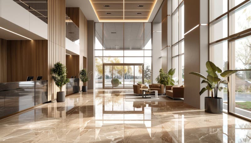 A Large Lobby with a Lot of Natural Light and Plants by AI Generated ...