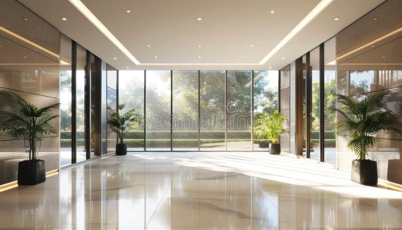 A Large Lobby with a Lot of Natural Light and Plants by AI Generated ...