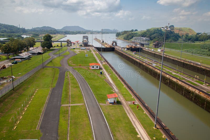Large Lock in Panama Canal stock image. Image of hard - 325981027