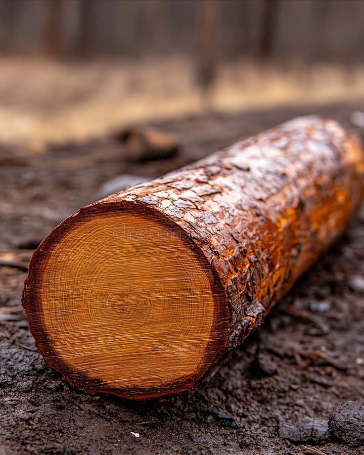 A Large Log Sitting on Top of a Dirt Ground Stock Photo - Image of ...