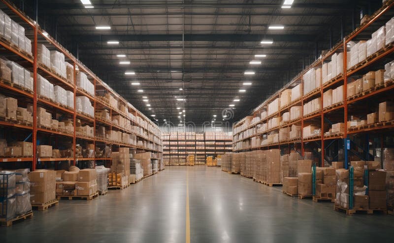 A Large Logistics Warehouse Filled with Boxes Parcels and Merchandise ...