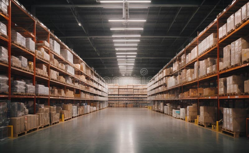 A Large Logistics Warehouse Filled with Boxes Parcels and Merchandise ...
