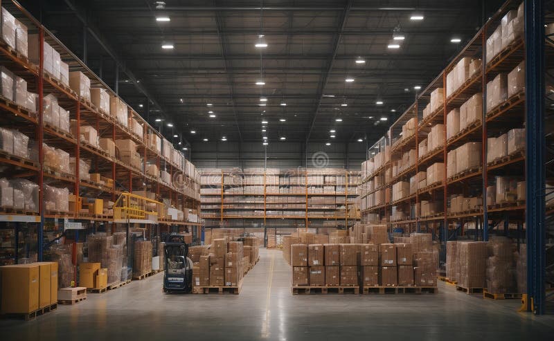 A Large Logistics Warehouse Filled with Boxes Parcels and Merchandise ...