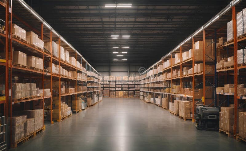 A Large Logistics Warehouse Filled with Boxes Parcels and Merchandise ...