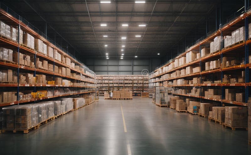 A Large Logistics Warehouse Filled with Boxes Parcels and Merchandise ...