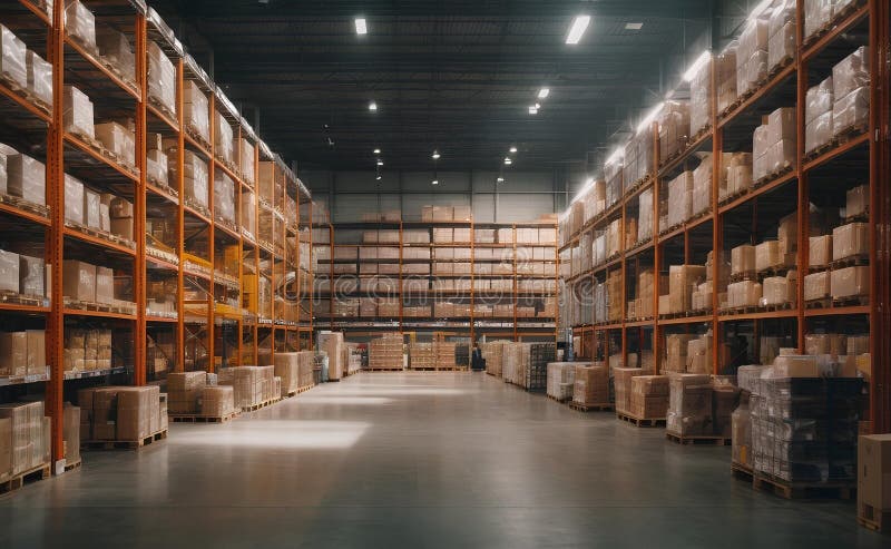 A Large Logistics Warehouse Filled with Boxes Parcels and Merchandise ...