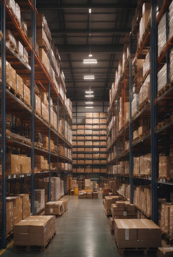 A Large Logistics Warehouse Filled with Boxes Parcels and Merchandise ...