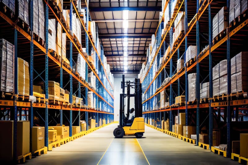 Large Logistics Warehouse. Generative AI Stock Illustration ...
