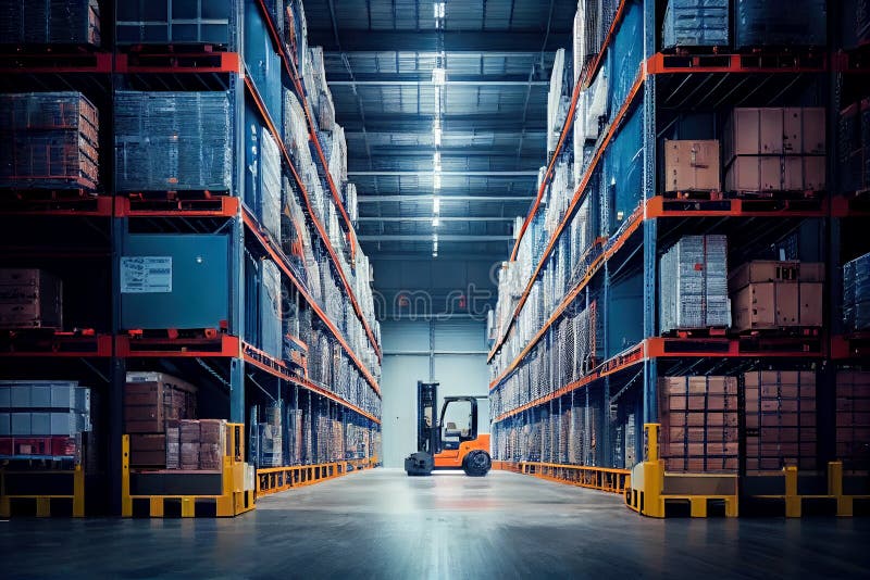 Large Logistics Warehouse. Generative AI Stock Illustration ...