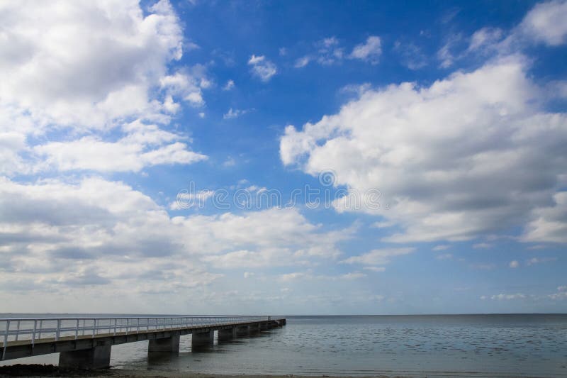 A Large Long Pier on a Sea Beach Stock Image - Image of landmark ...