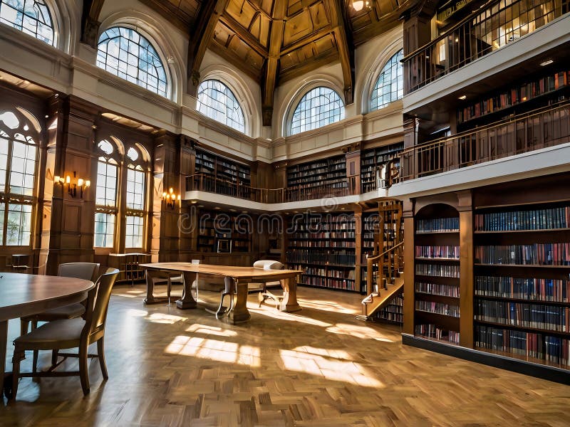 The Library is Neat and Beautiful Stock Illustration - Illustration of ...