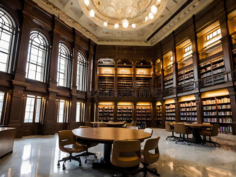 The Library is Neat and Beautiful Stock Illustration - Illustration of ...