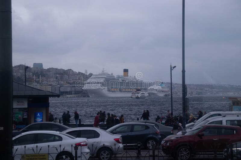 A Large Luxury Cruise Ship Docked at the Port of Istanbul Editorial ...